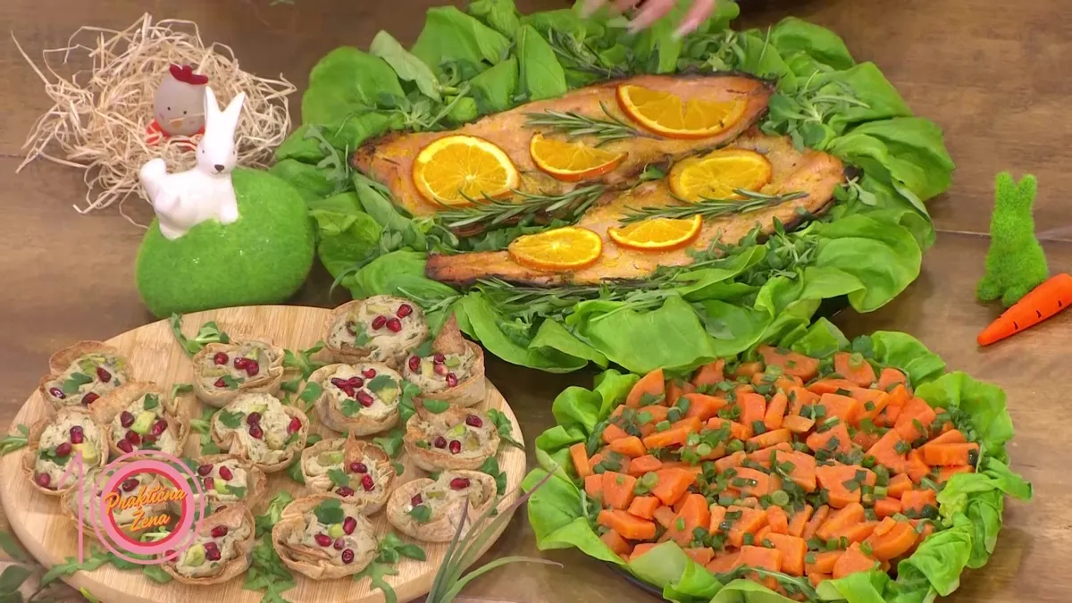 Posne korpice sa avokadom, losos pastrmka u marinadi i salata od batata ...