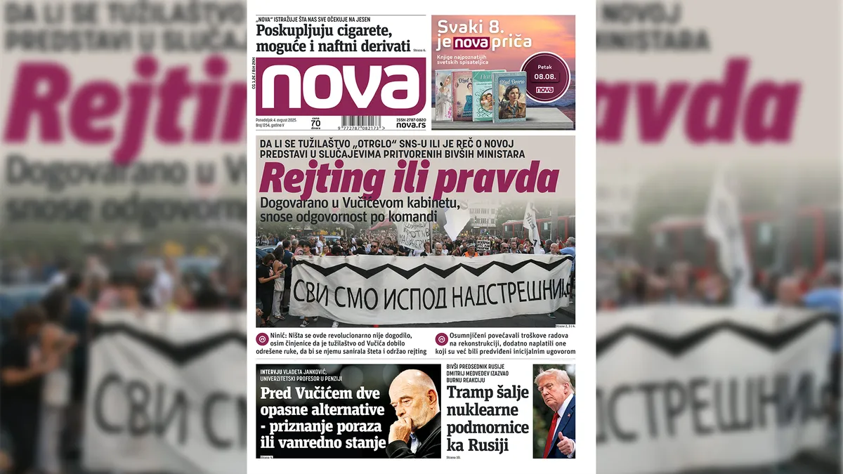 Novine "Nova" o hapšenjima: Rejting ili pravda - nova.rs