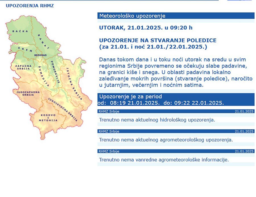 RHMZ je upravo izdao upozorenje na opasnu pojavu - i važi za sve ...