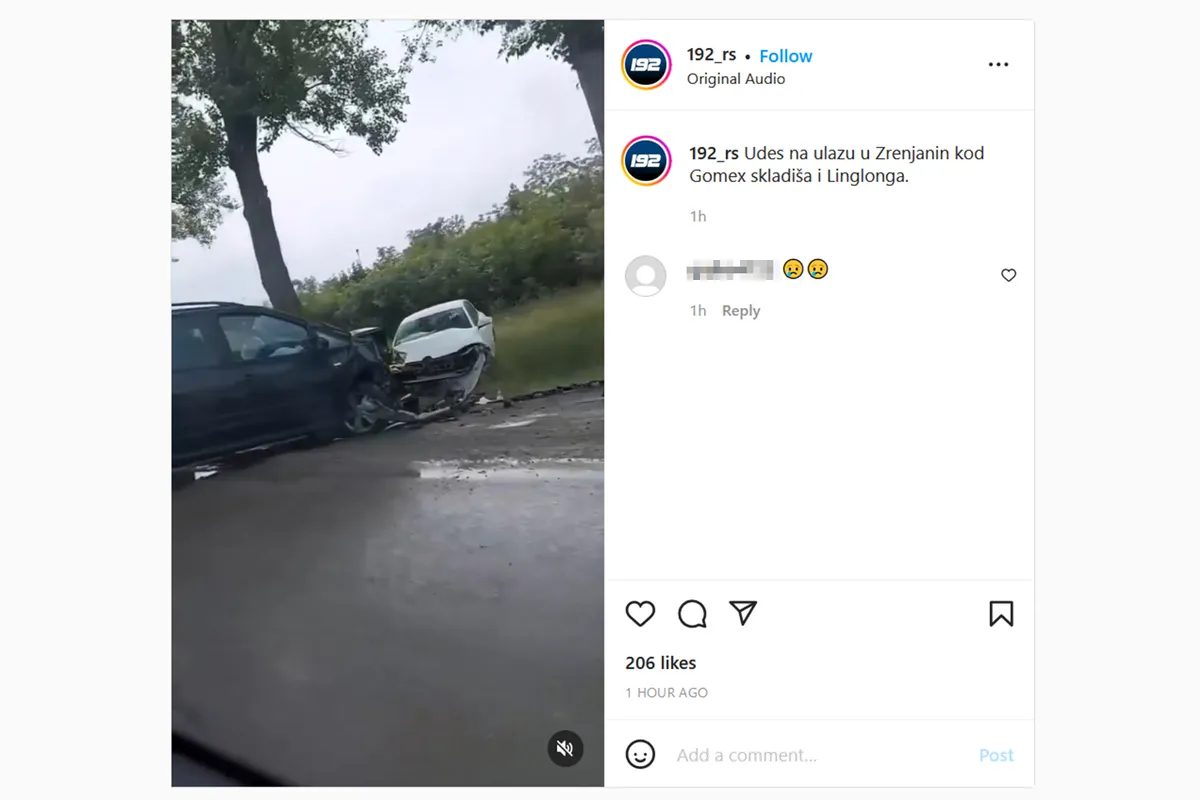 VIDEO Udes na ulazu u Zrenjanin: Dva slupana vozila, jedno sletelo sa ...