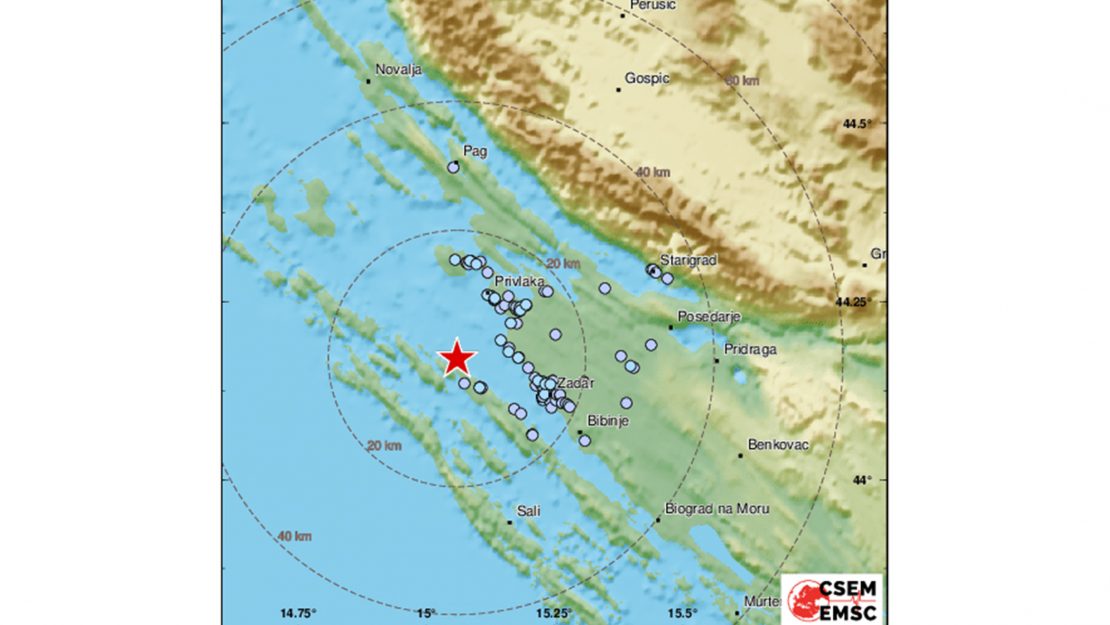 Potres magnitude 3.0 po Rihteru pogodio Zadar