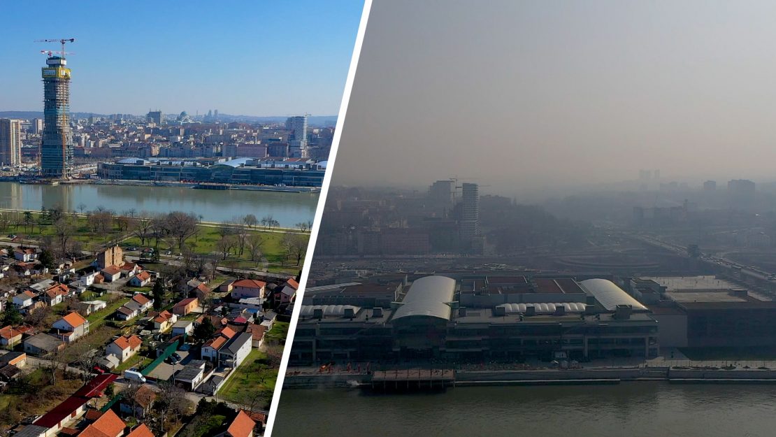 Snimci dronom - kako je smog progutao Beograd preko noći