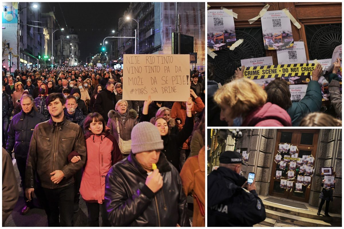 Protest protiv Rio Tinta započet ispred RTS, završen pred zgradom Vlade ...