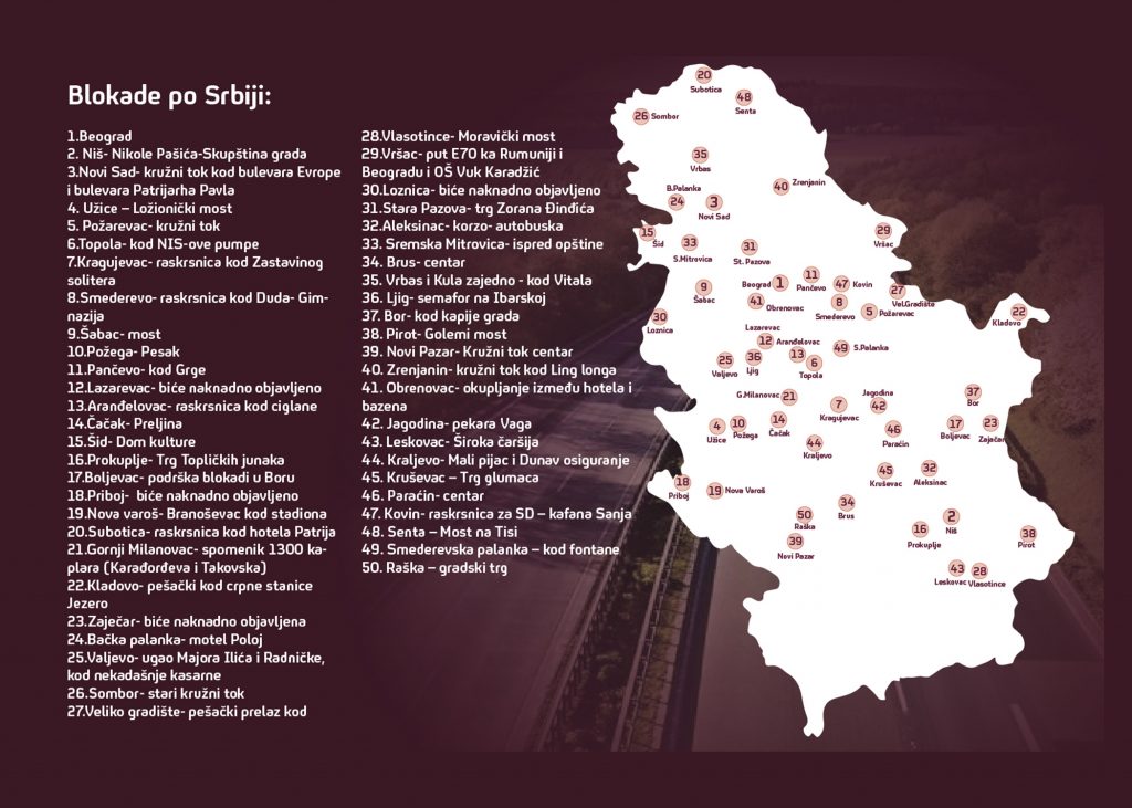 MAPA Blokada Srbije: Gde će sve danas biti održani protesti