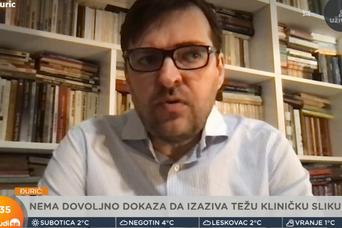 Đurić: Broj smrtnih slučajeva kod omikrona nije drugačiji od ranijih sojeva