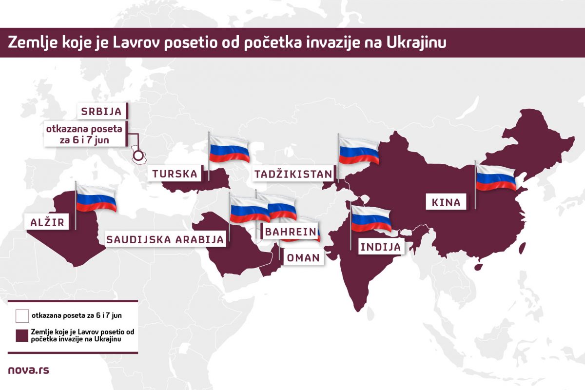 Pogledajte listu zemalja koje je Lavrov posetio od februara