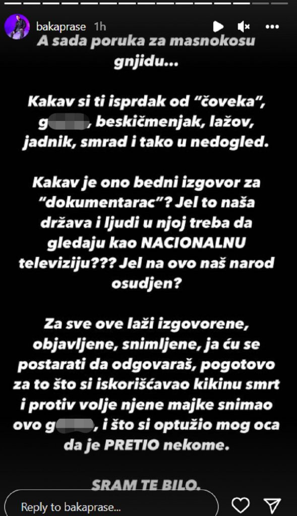 Baka Prase: "Da li je naš narod osuđen da ovo gleda na nacionalnoj ...