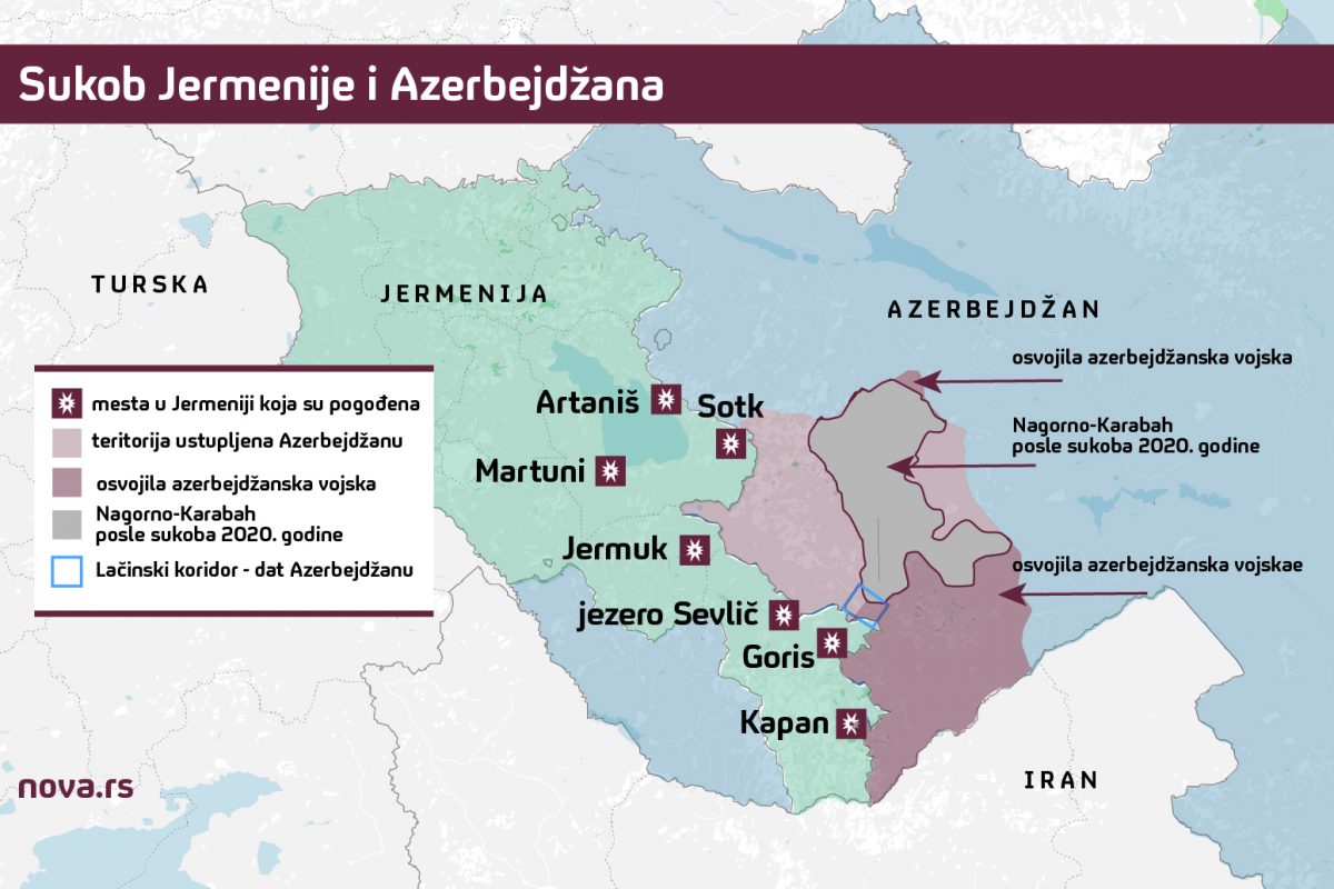 MAPA Novi okršaj Jermenije i Azerbejdžana: Koji gradovi su bili mete ...