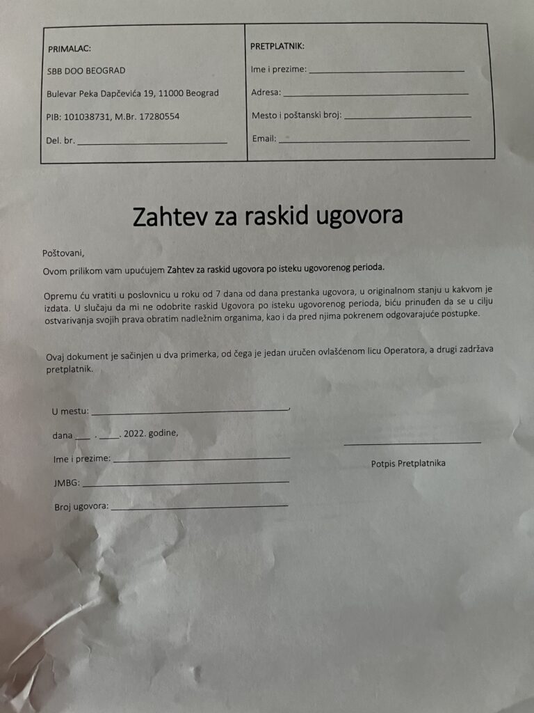 Telekom nastavlja prljavu kampanju protiv SBB-a: Zahtev za raskid ugovora ubacuju građanima u ...