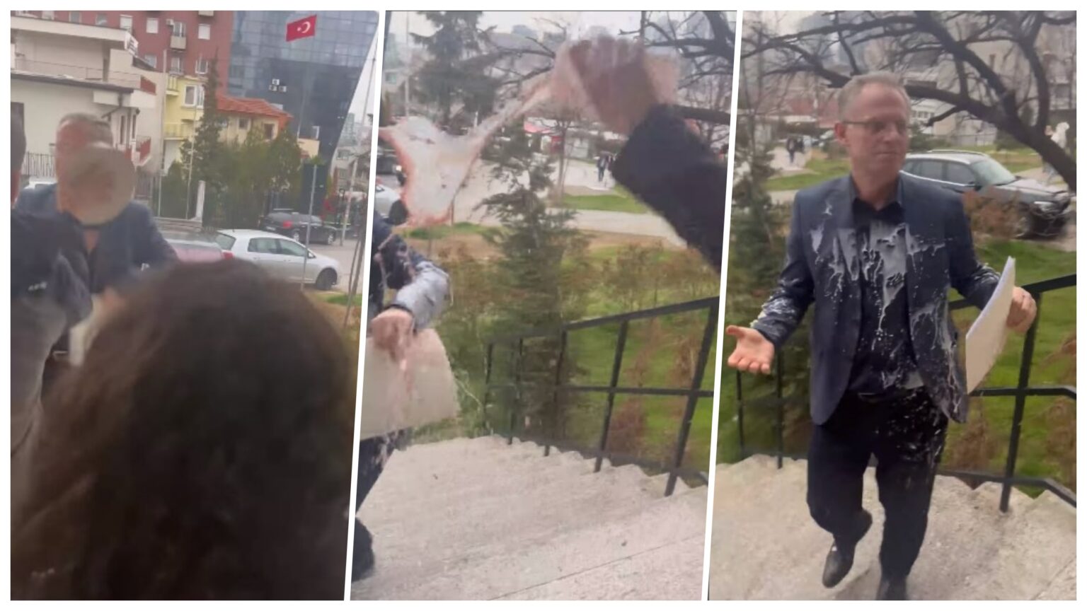VIDEO Incident na Kosovu: Zamenik kosovskog premijera gađan tortom i milkšejkom
