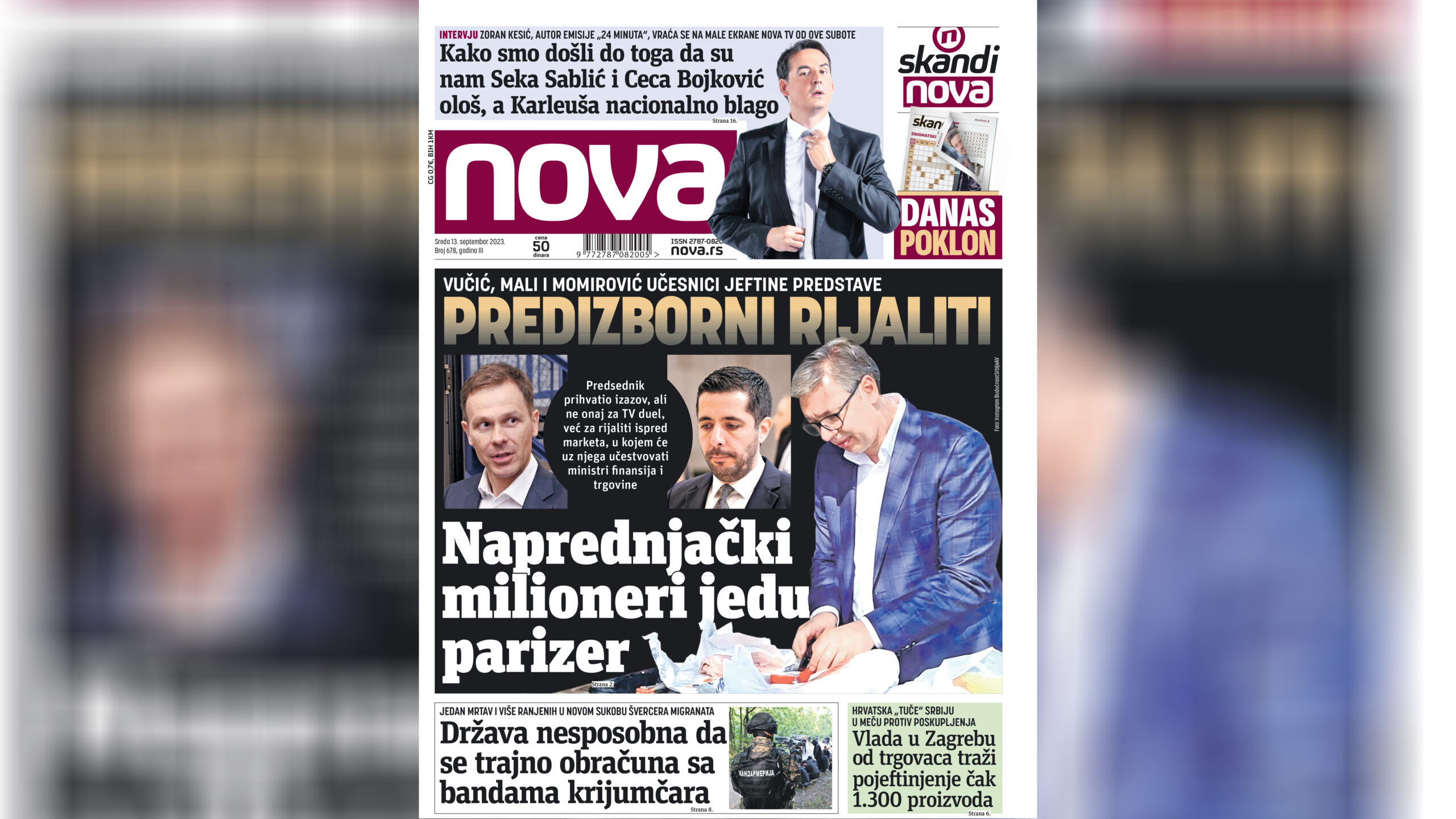 „Nova“: „PREDIZBORNI RIJALITI - Naprednjački milioneri jedu parizer“