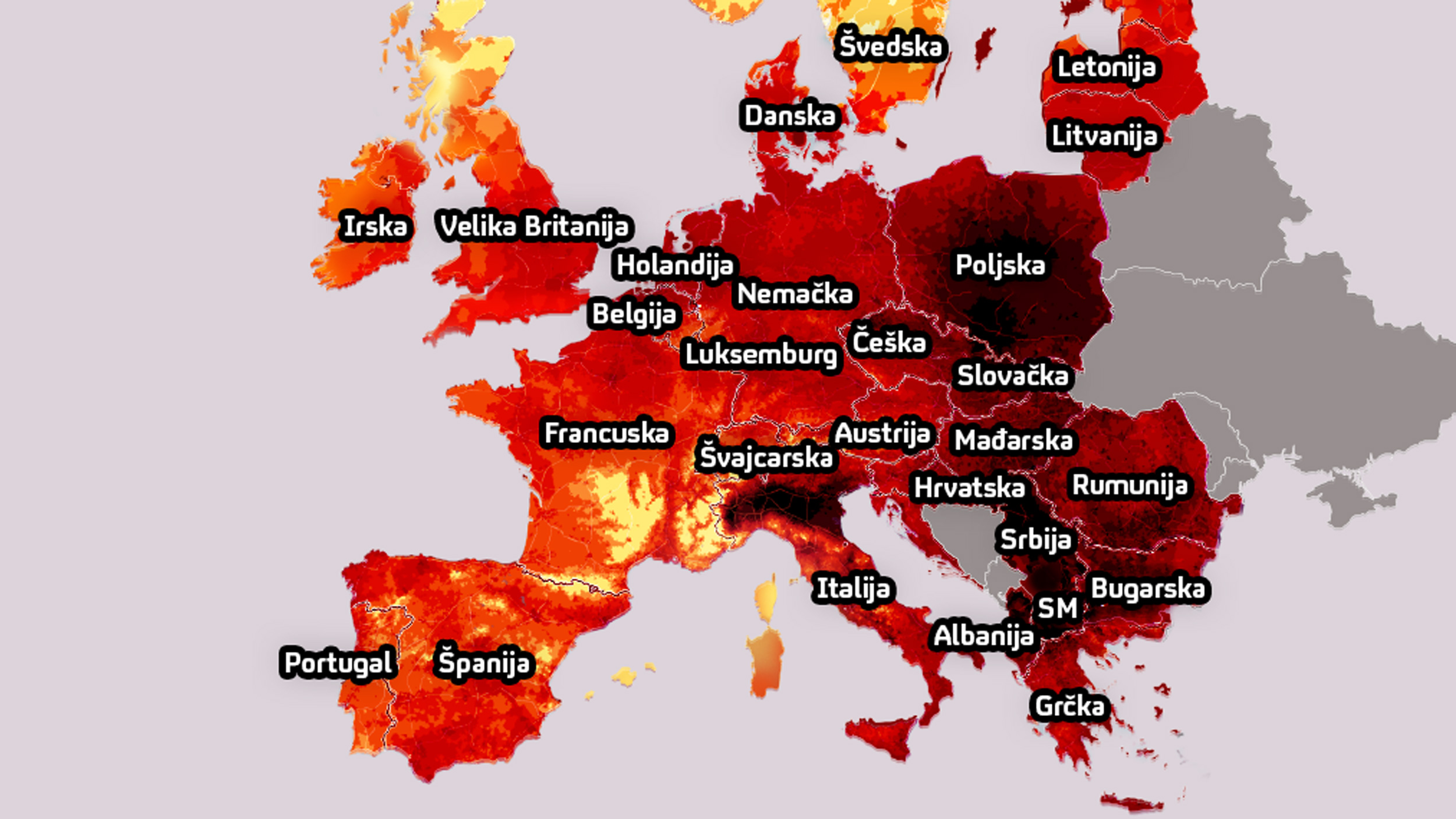 Srbi se guše, kritično je: Na ovoj mapi Srbija je među najgorima u ...