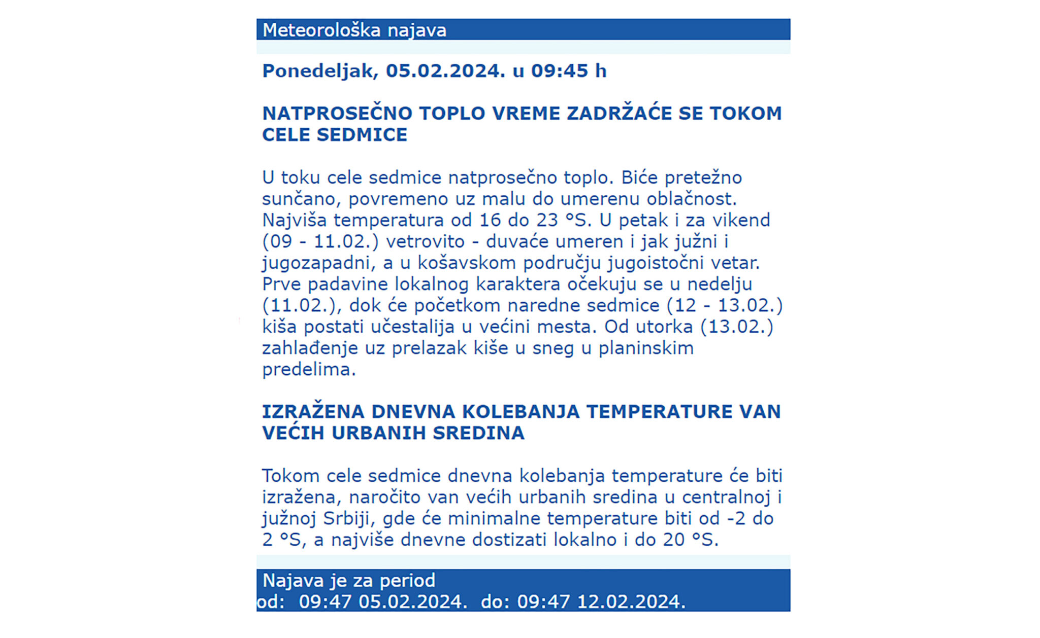 RHMZ: Prolećno vreme u Srbiji, ali od ovog datuma se situacija menja