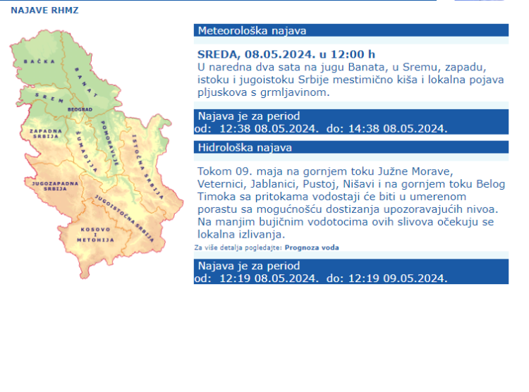 Kreće nevreme na koje je RHMZ upozorio - ovi krajevi Srbije su na udaru u naredna dva sata