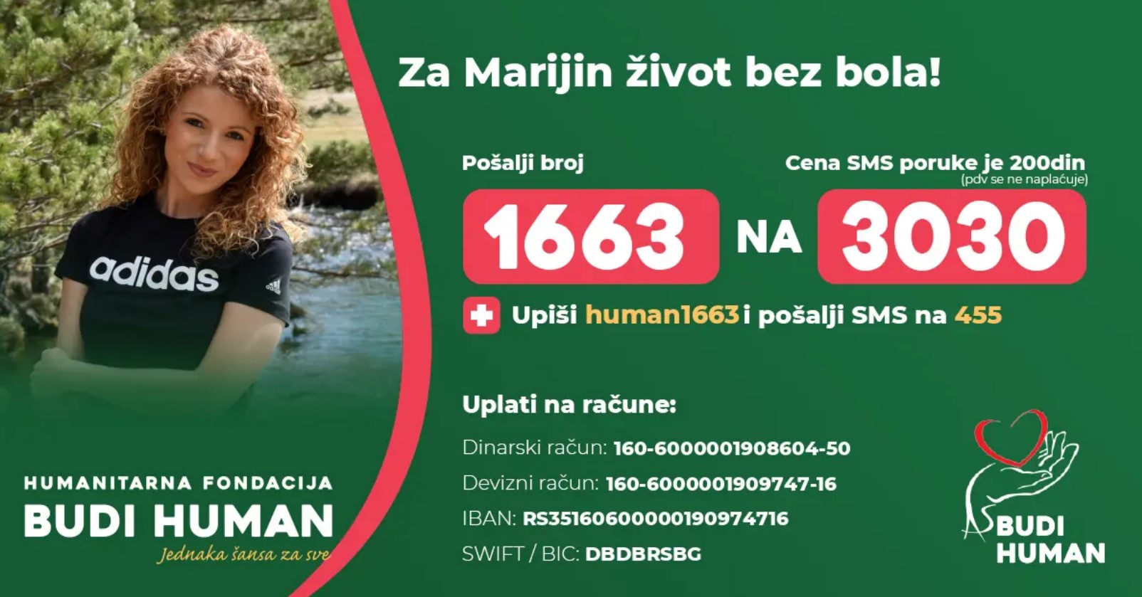Za Marijin život bez bola: Pošaljite 1663 na 3030
