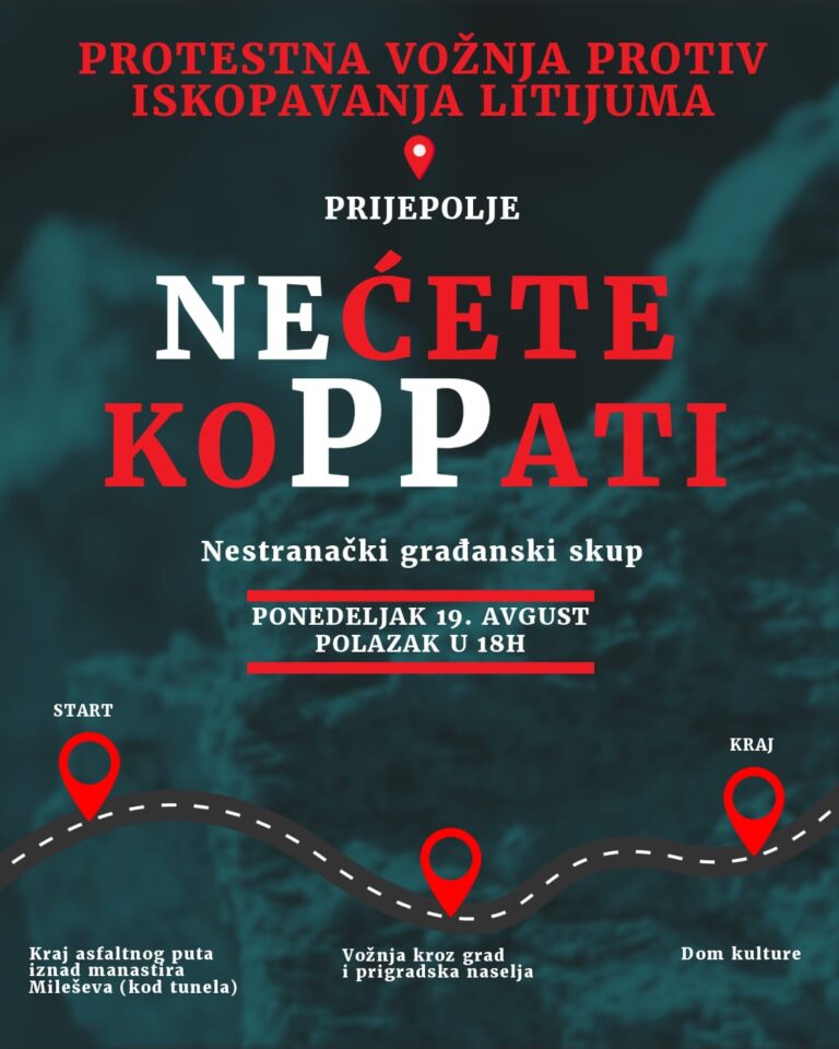 Protest protiv Rio Tinta večeras u Prijepolju