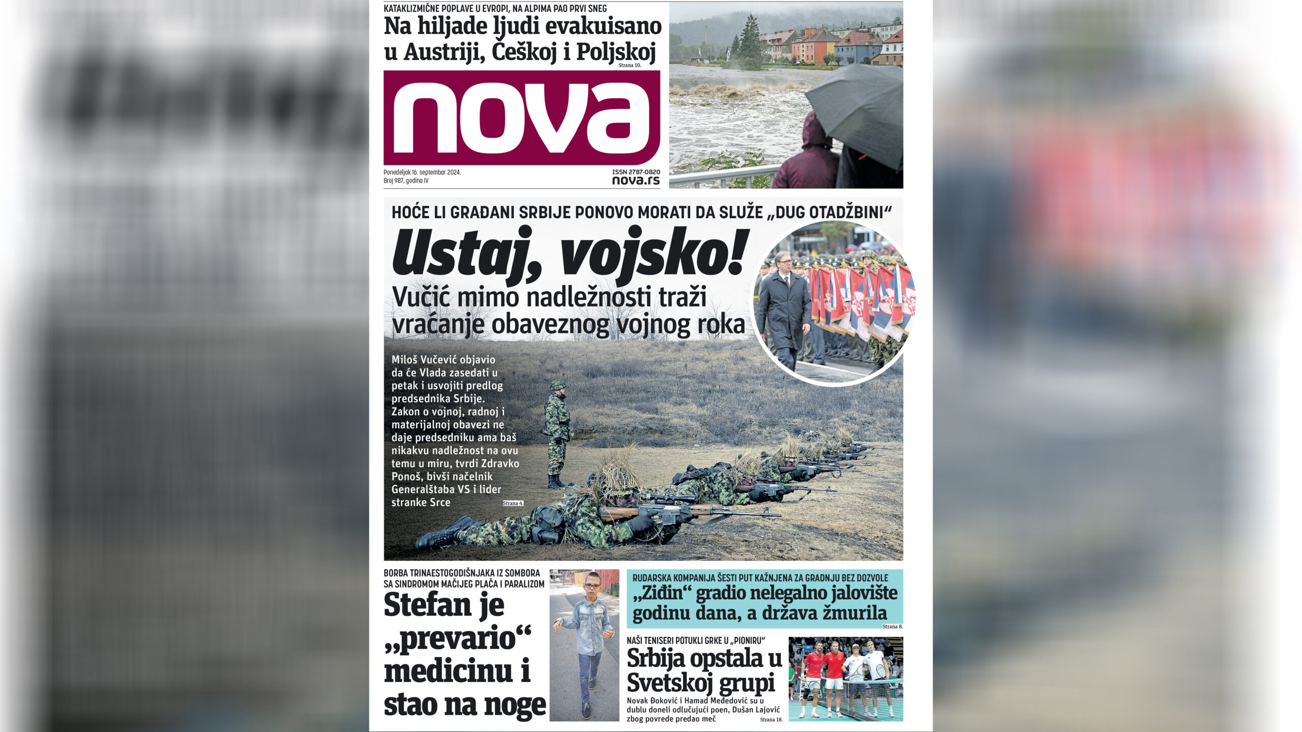„Nova“ piše“: USTAJ, VOJSKO! - Vučić mimo nadležnosti traži vraćanje ...