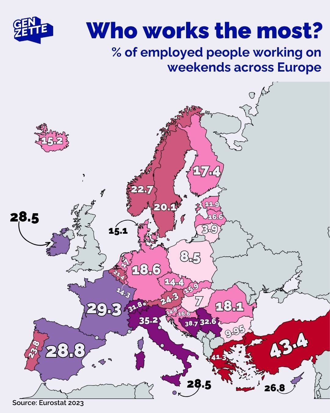 Objavljena mapa Evrope i jasno se vidi u kojim zemljama se najviše radi ...