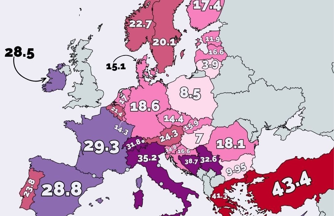 Objavljena mapa Evrope i jasno se vidi u kojim zemljama se najviše radi ...