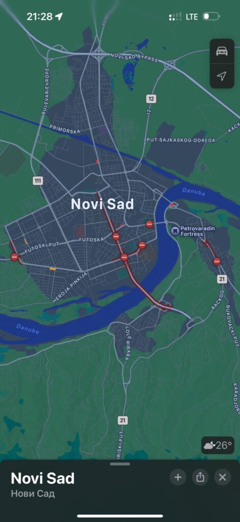 Najnovija mapa blokada u Beogradu, Nišu i Novom Sadu FOTO
