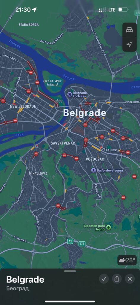 Najnovija mapa blokada u Beogradu, Nišu i Novom Sadu FOTO
