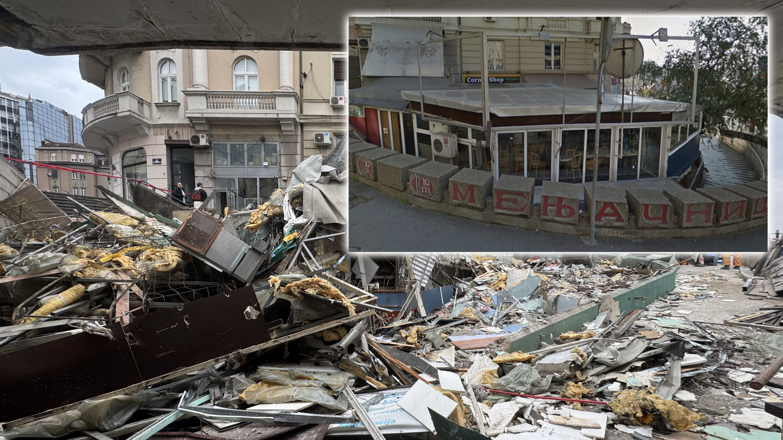 Srušen objekat na Zelenom vencu, zatvoren jedan prolaz FOTO